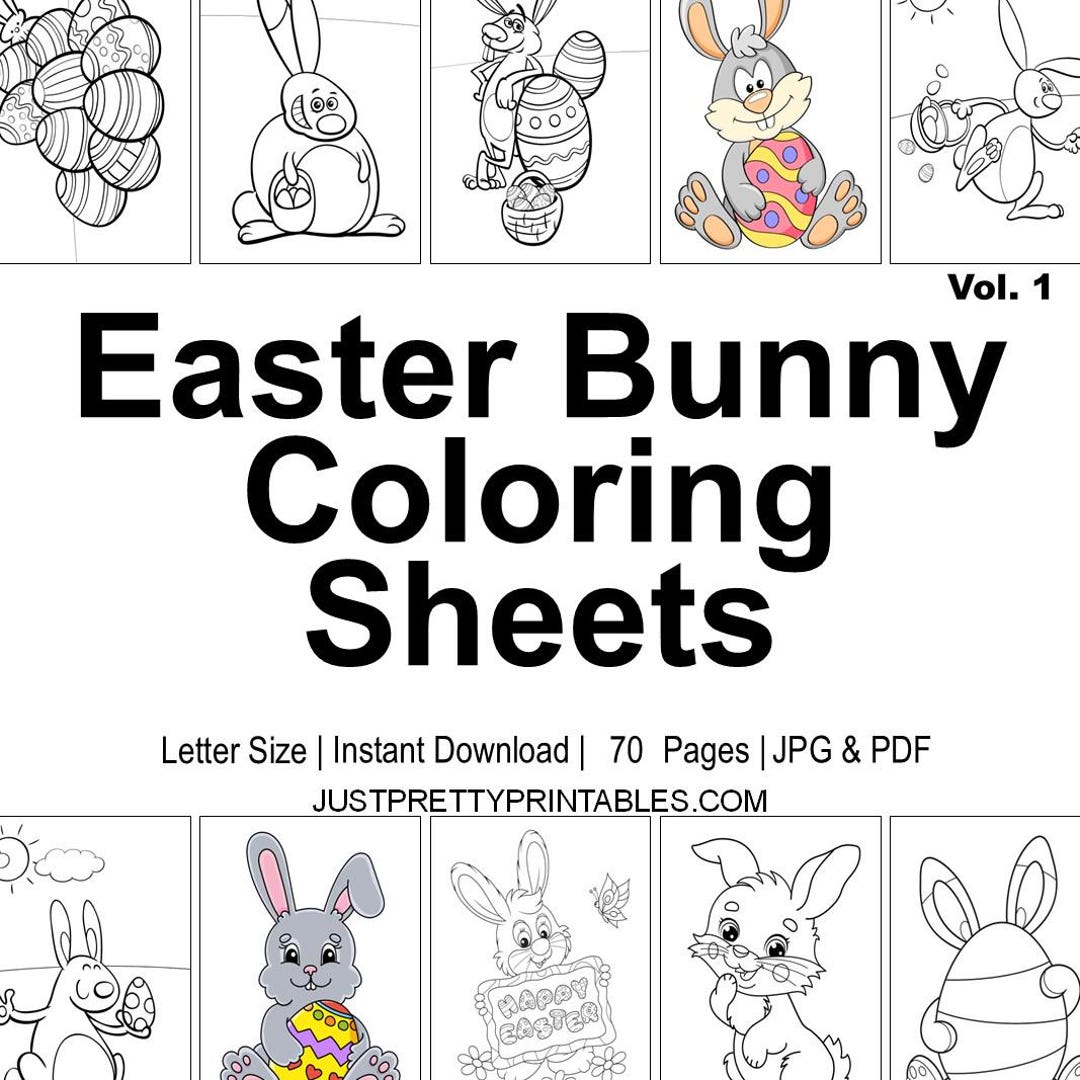 70 Printable Easter Bunny Coloring Pages for Kids and Adults With 15 ...