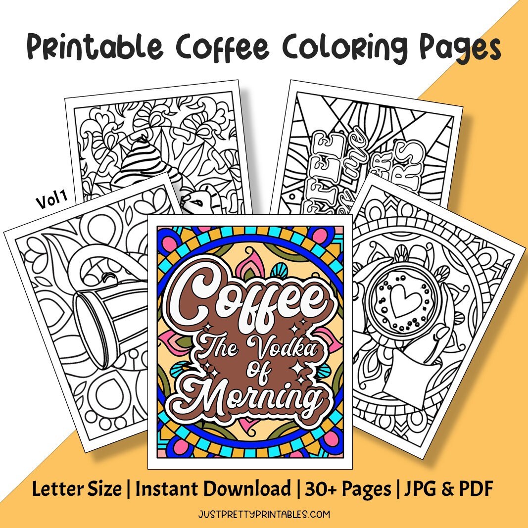 Cute Coffee Coloring Pages Vol 1 Coloring Pages Printable Coffee ...