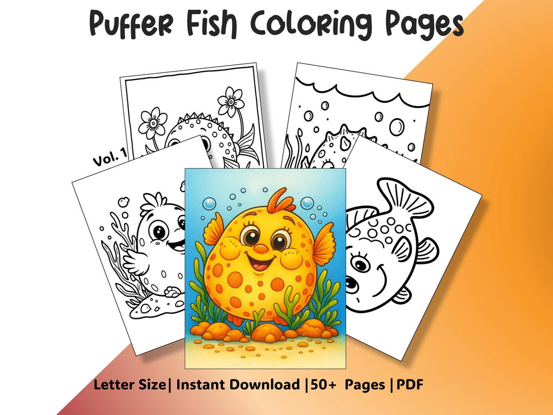 Pufferfish Coloring Book Printable – Adorable Sea Creatures for Kids ...