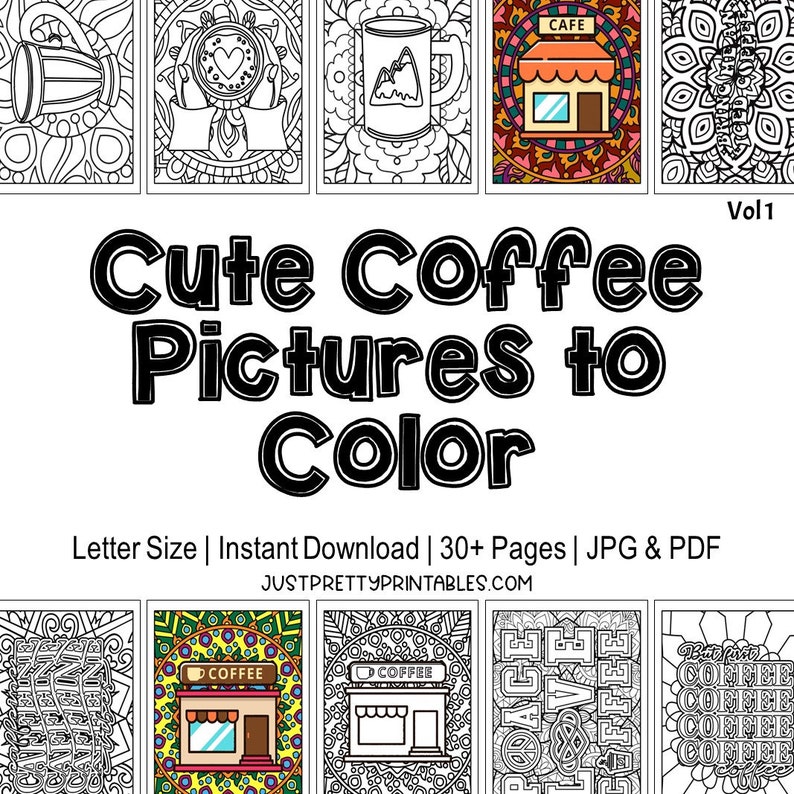 Cute Coffee Coloring Pages Vol 1 Coloring Pages Printable | Coffee ...
