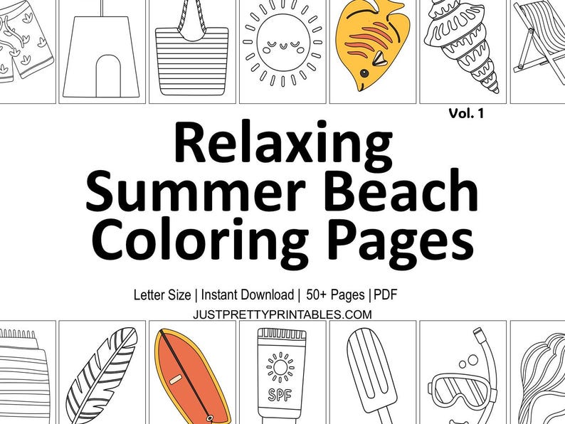 Bold and Easy Summer Coloring Pages PDF 50+ Fun Beach Designs for Teens ...