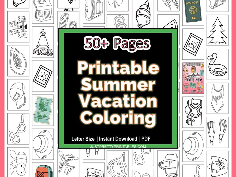 Summer Vacation Coloring Pages: 50+ Printable Travel Designs (PDF) - Etsy