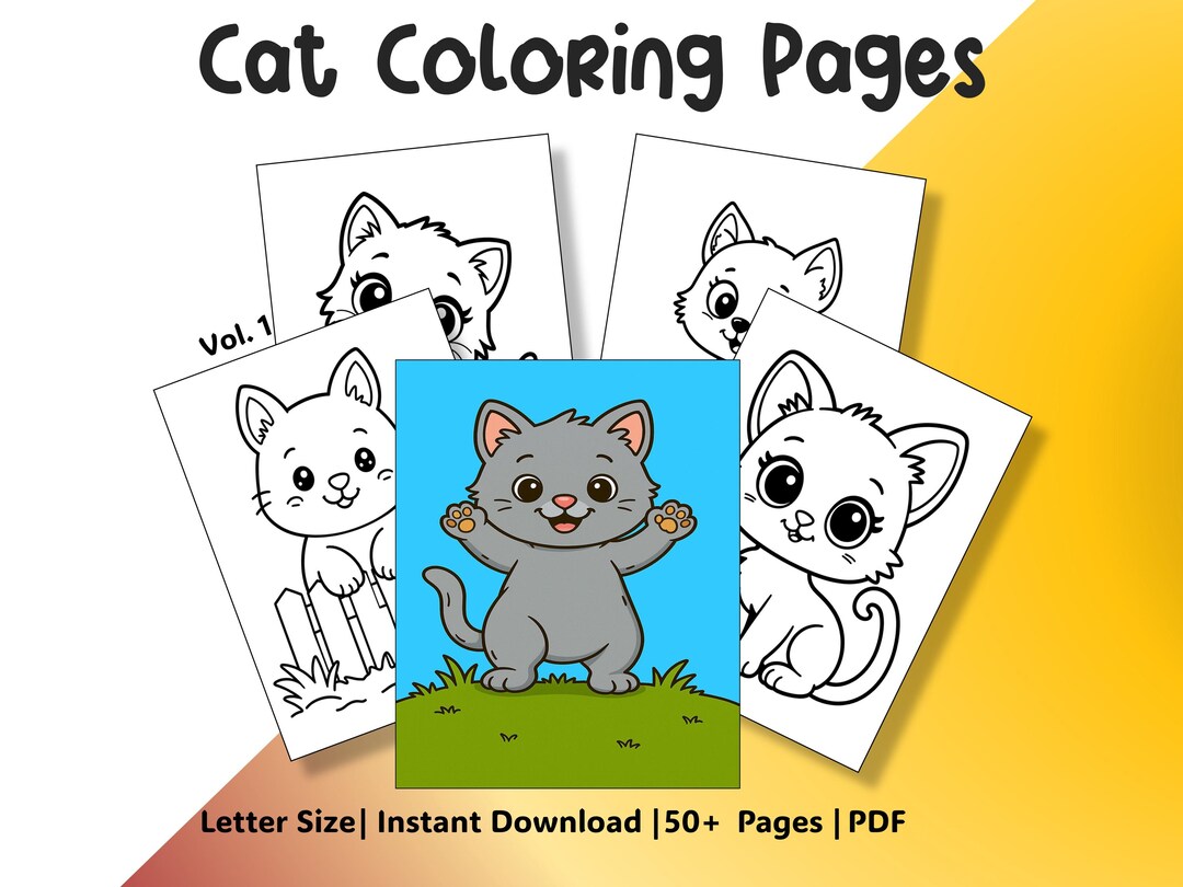Cat Coloring Pages for Kids – Bold, Simple & Easy Printable Kitten ...