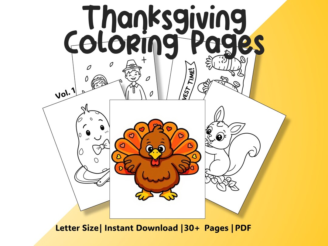 Kids Thanksgiving Coloring Pages | Easy Fall & Turkey Coloring Pack ...