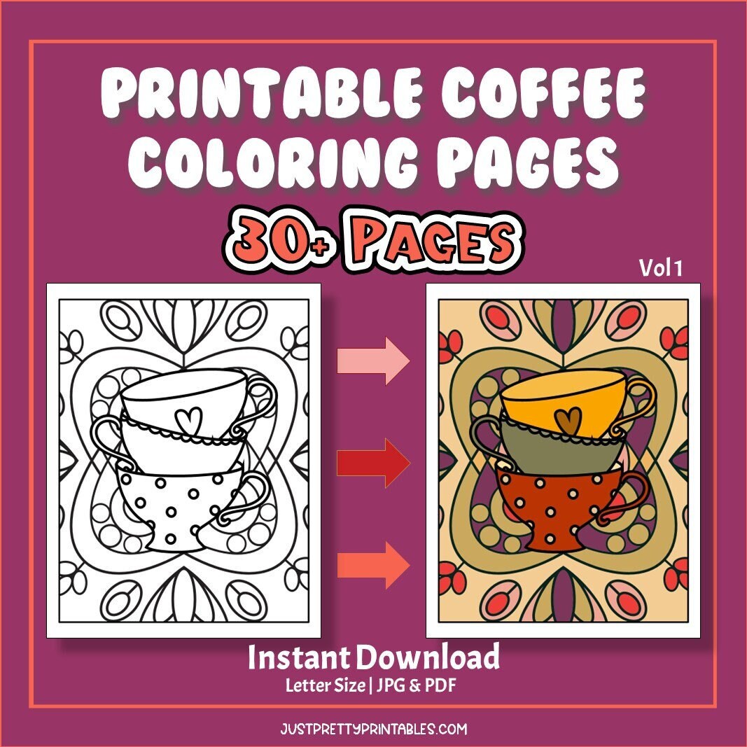 Cute Coffee Coloring Pages Vol 1 Coloring Pages Printable Coffee ...