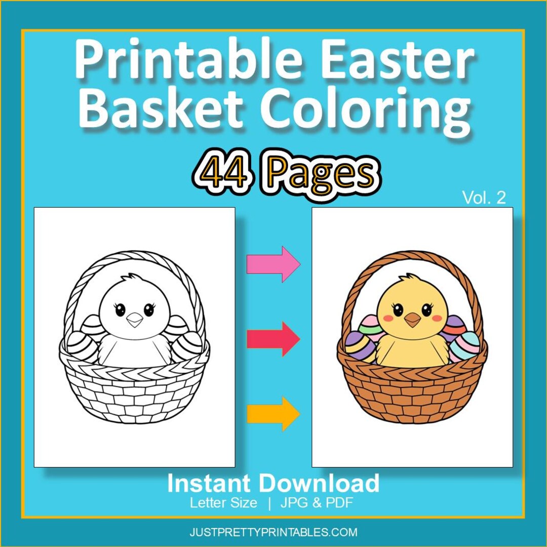 44 Easter Basket Coloring Pages Vol 2, Printable Easter Basket Coloring ...