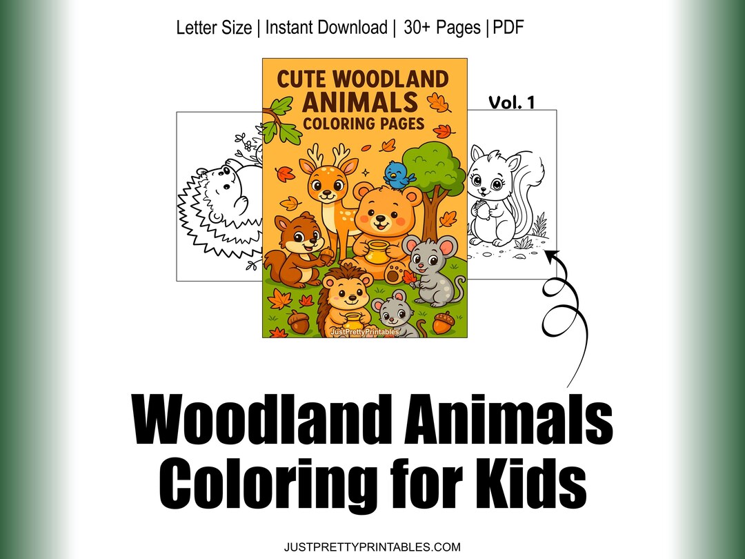 Woodland Animals Fall Coloring Pages for Kids and Adults 30+ Printable ...