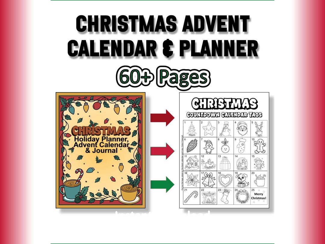 Christmas Holiday Planner, Advent Calendar & Journal + Christmas ...