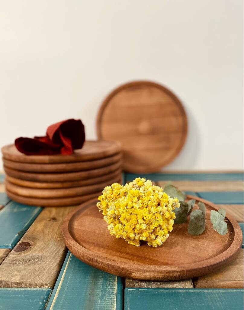 Set of Handmade Wooden Plate 4 Pieces - Etsy