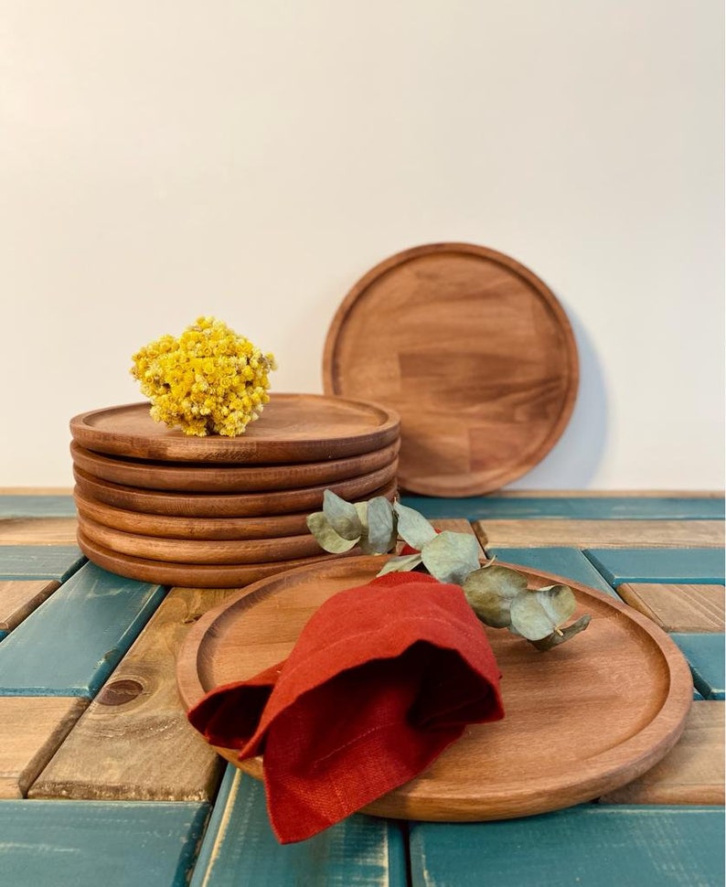 Set of Handmade Wooden Plate 4 Pieces - Etsy