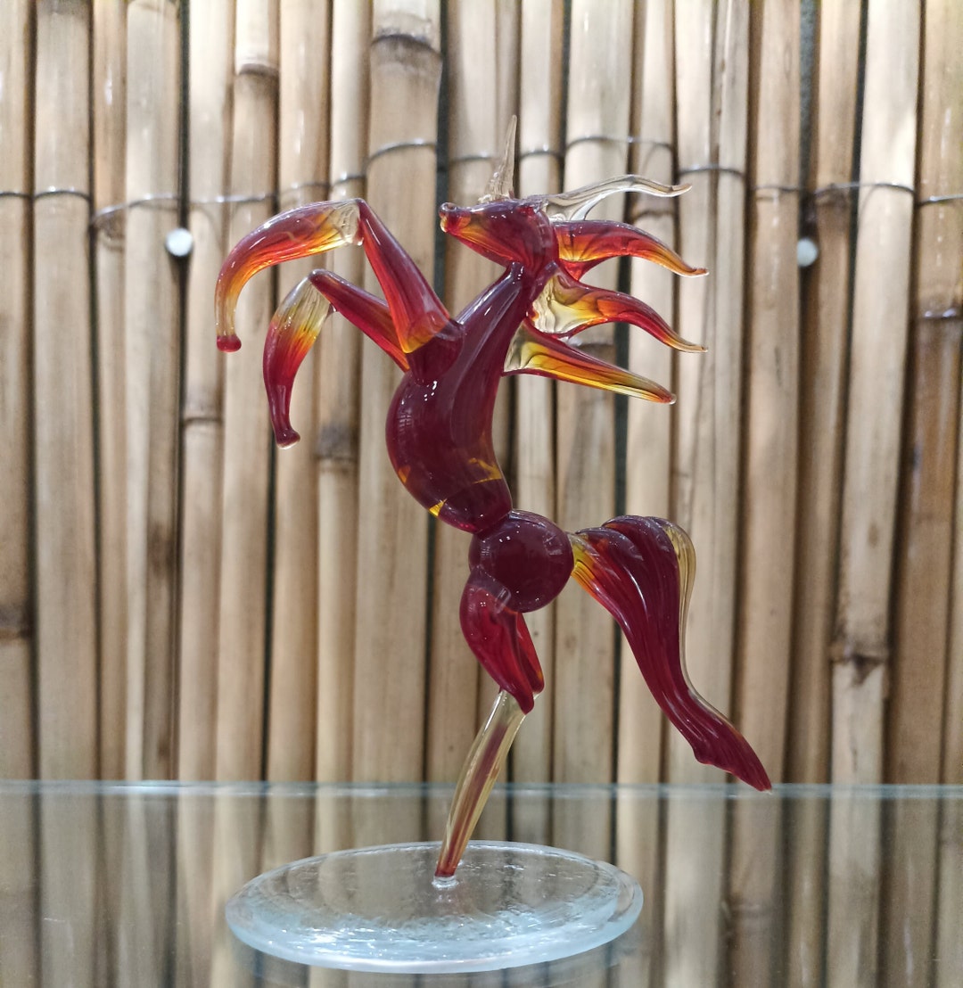 Red Horse Glass Anime Figurine, Red Glass Home Decor, Glass Horse ...