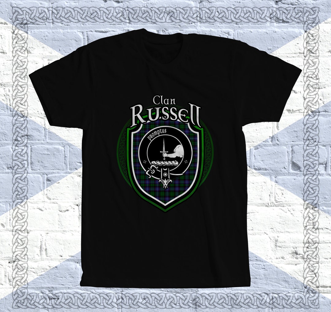 Clan Russell Tartan T-shirt, Scottish Russell Tshirt, Russell Last Name ...
