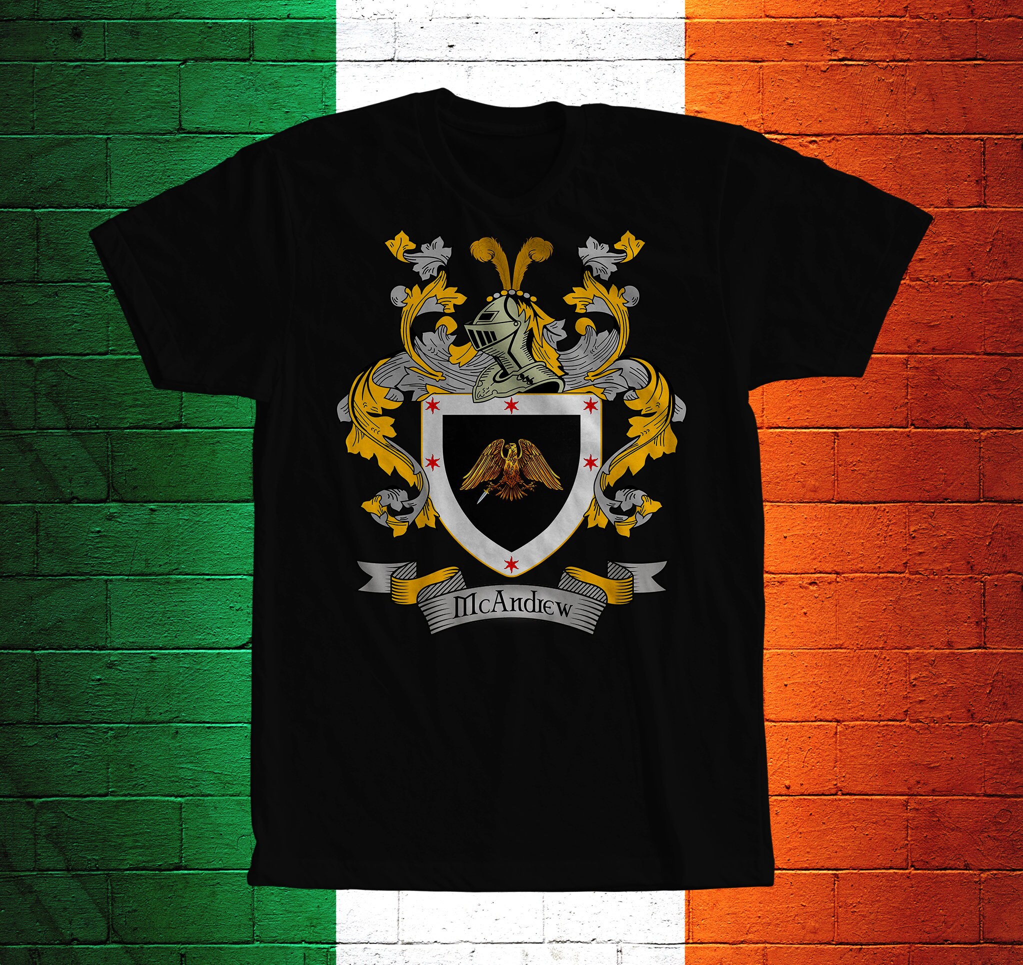 McAndrew Family Crest T Shirt, Escudo de armas de McAndrew, Camisa de ...