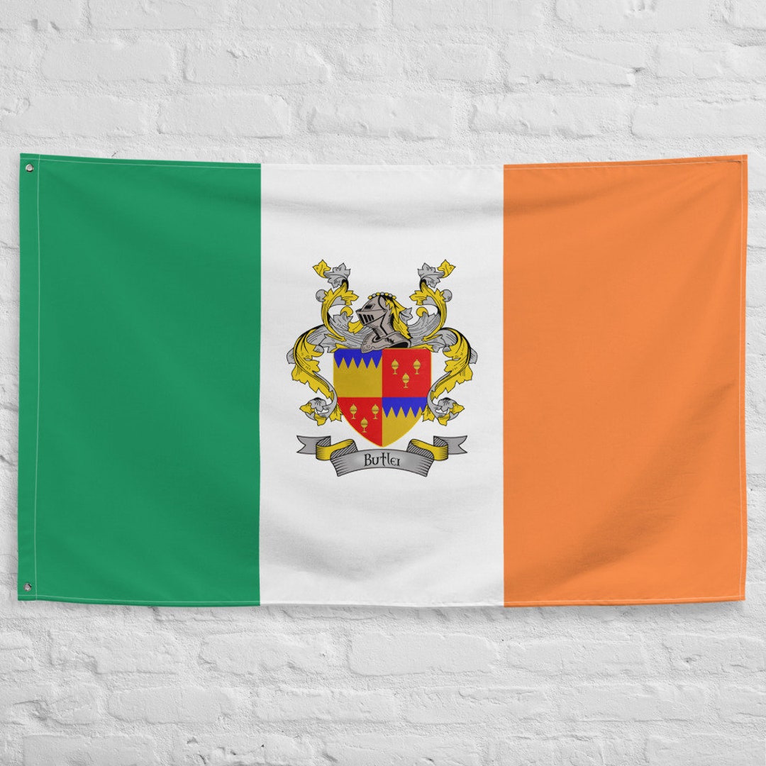 Butler Irish Coat of Arms Family Crest Ireland Flag | Irish Gifts for ...