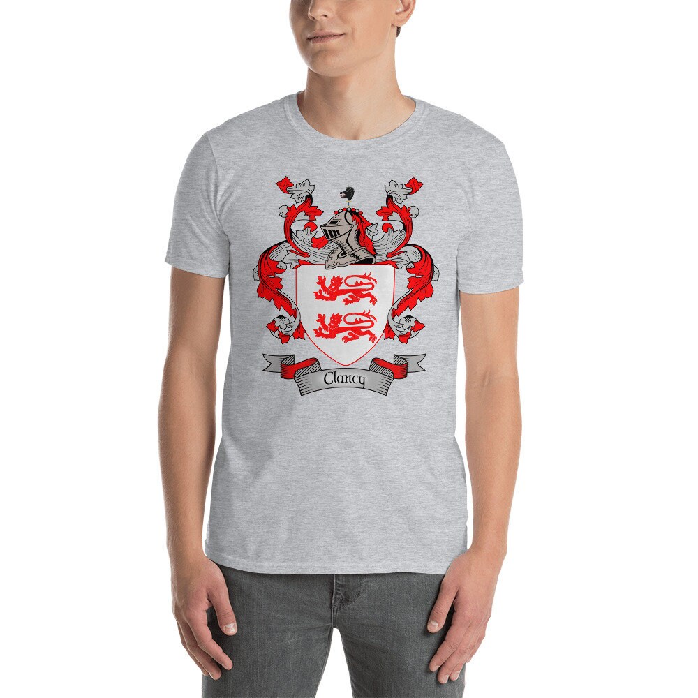 Clancy Family Crest T Shirt, Clancy Coat of Arms, Clancy Shirt, Clancy ...