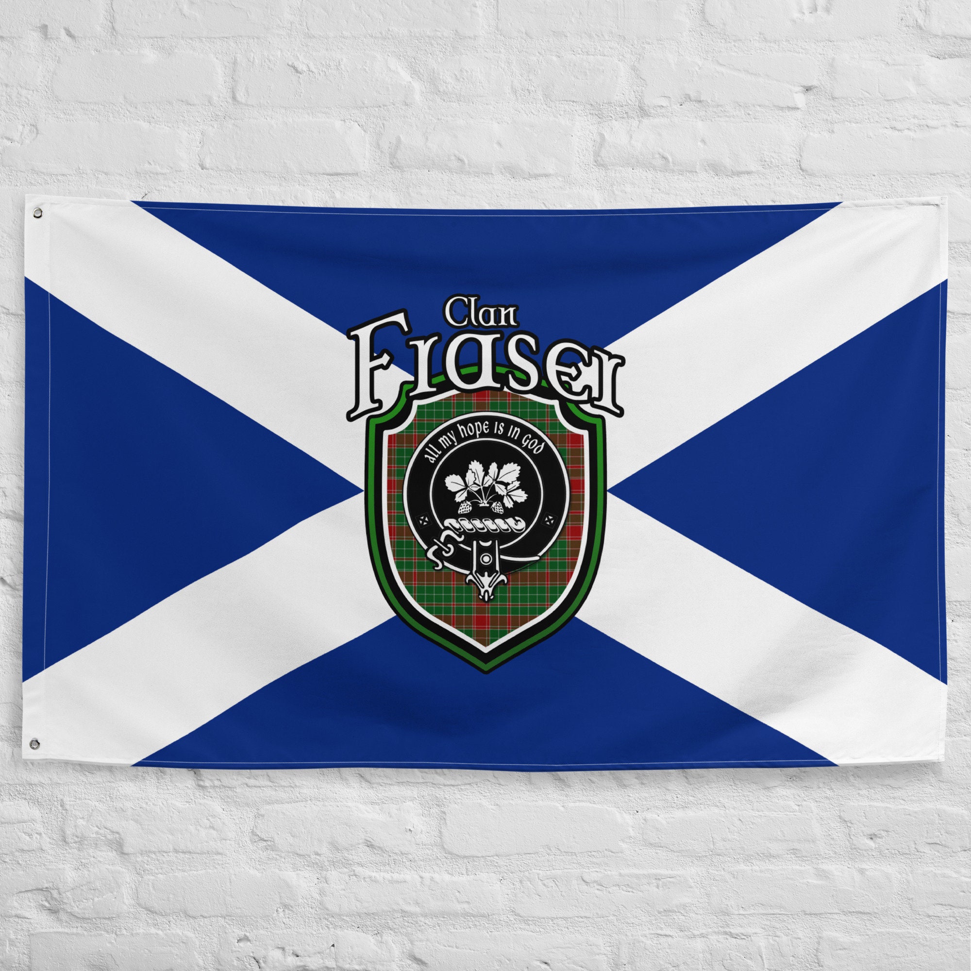 Clan Fraser Scottish Family Crest, Scotland Flag | Scottish Gifts for ...