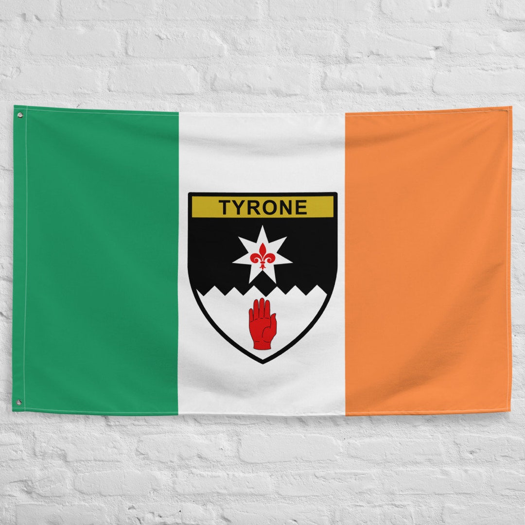 Tyrone County Coat of Arms Ireland Flag | Tyrone Crest Flag | Ireland ...