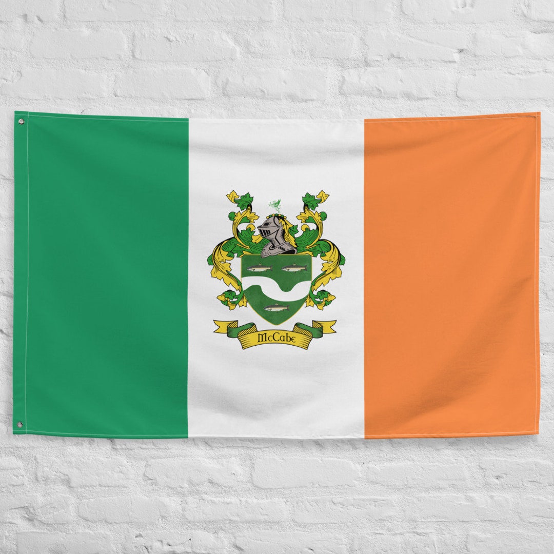 Mccabe Irish Coat of Arms Family Crest Ireland Flag | Irish Gifts for ...