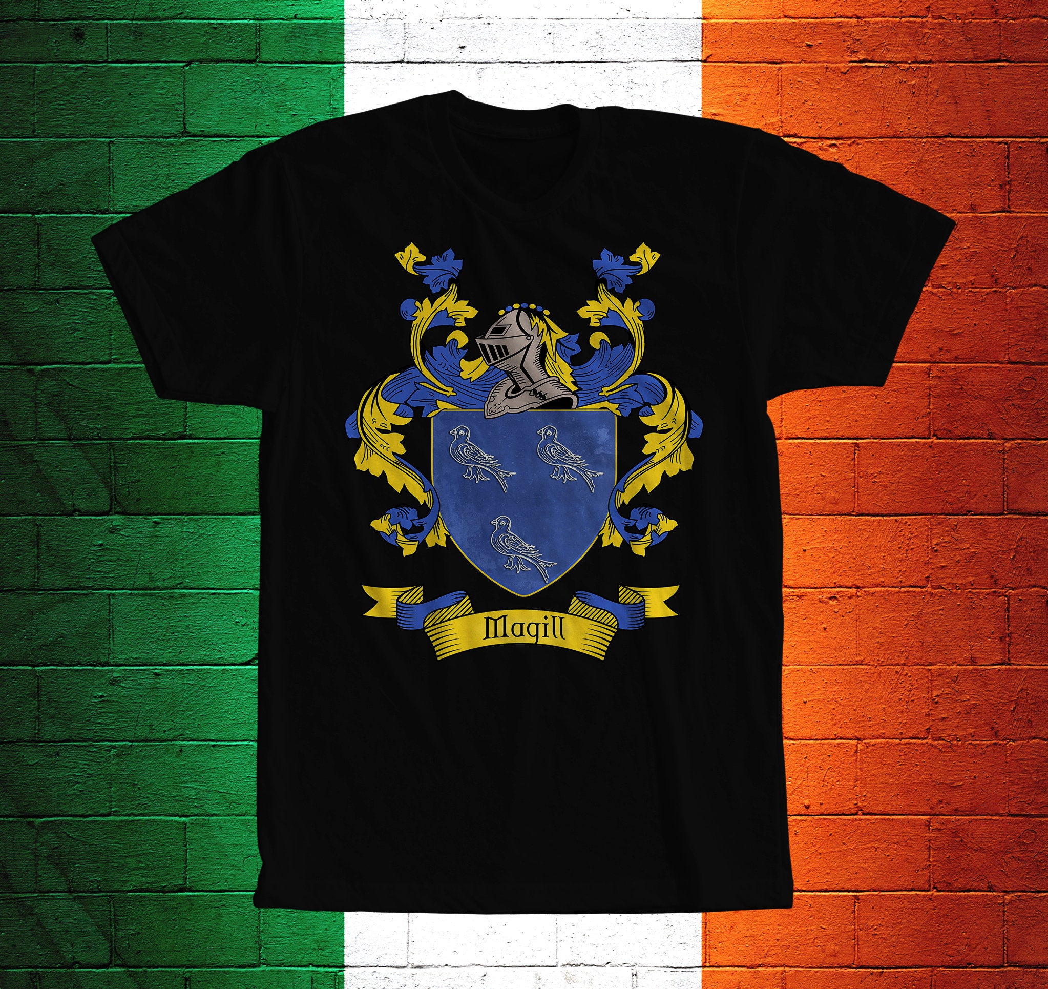 Magill Family Crest T- Shirt, Magill Coat of Arms, Magill Shirt, Magill ...