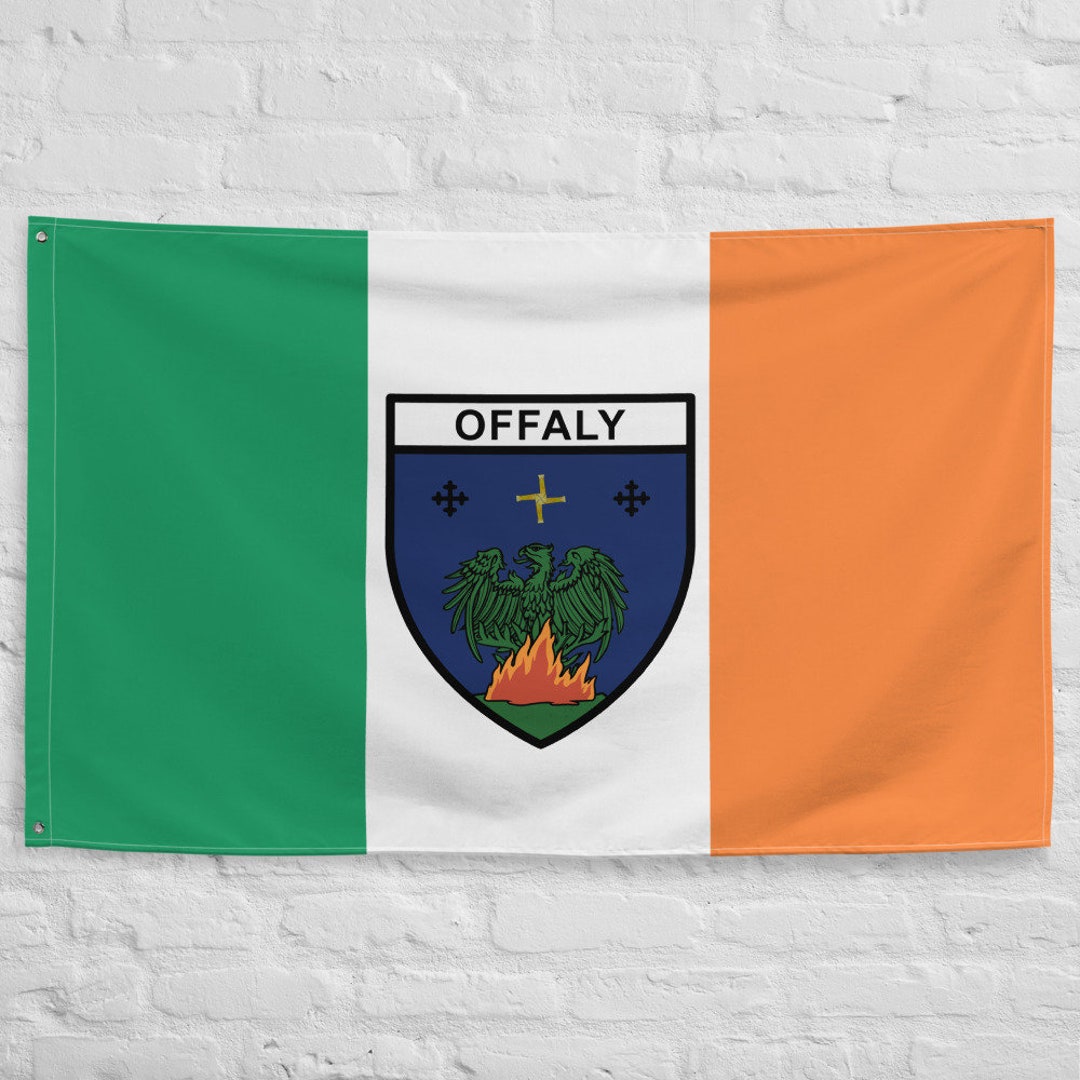 Offaly County Coat of Arms Ireland Flag | Offaly Crest Flag | Ireland ...