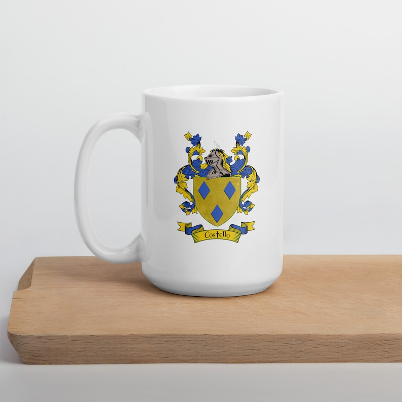 Costello Coat of Arms Coffee Mug - Costello Family Crest Coffee Cup - Etsy
