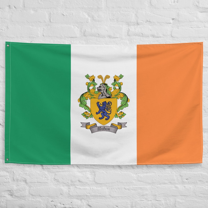 Mahon Irish Coat of Arms Family Crest Ireland Flag | Irish Gifts for ...