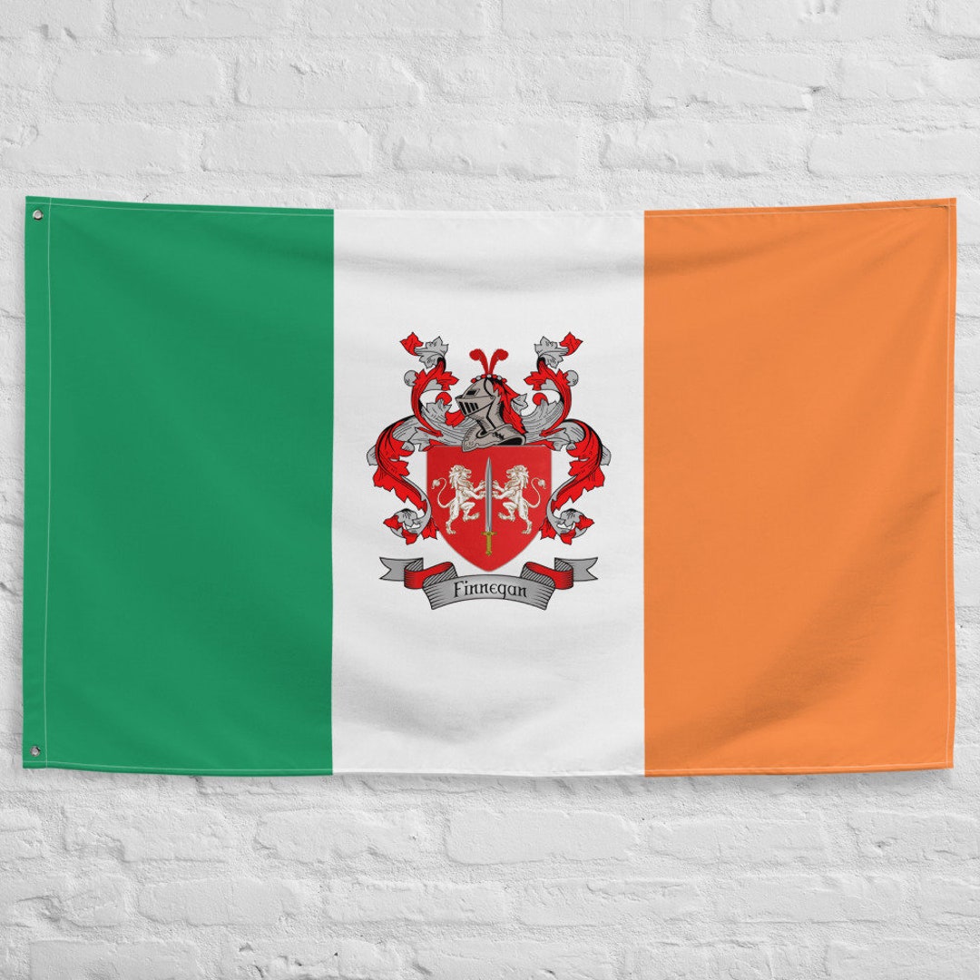 Finnegan Irish Coat of Arms Family Crest Ireland Flag | Irish Gifts for ...