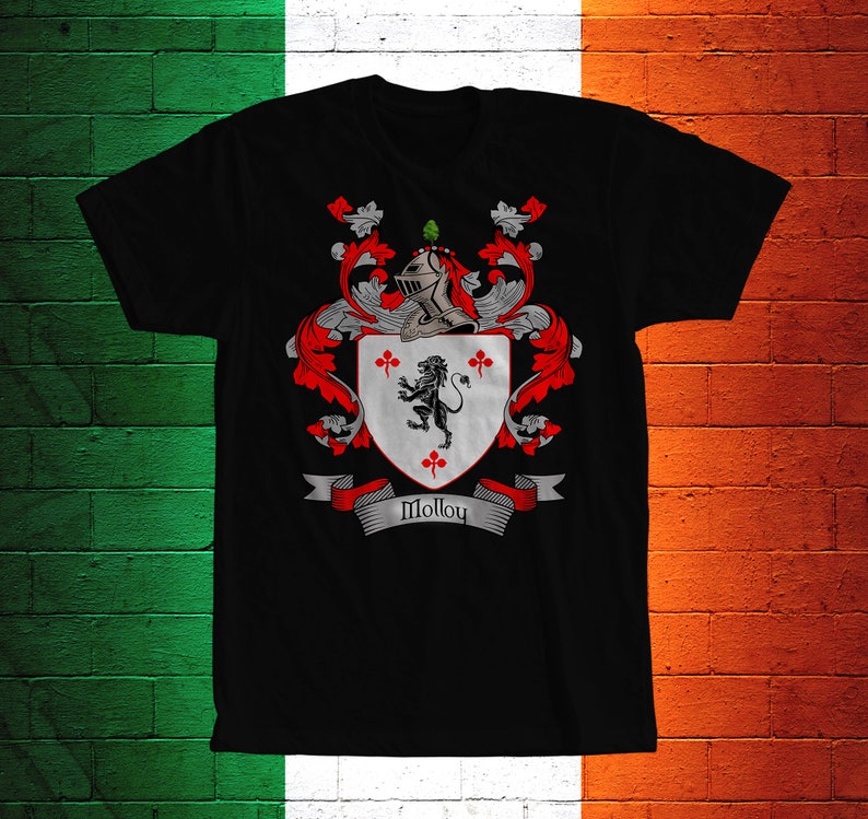 Molloy Family Crest T- Shirt, Molloy Coat of Arms, Molloy Shirt, Molloy ...