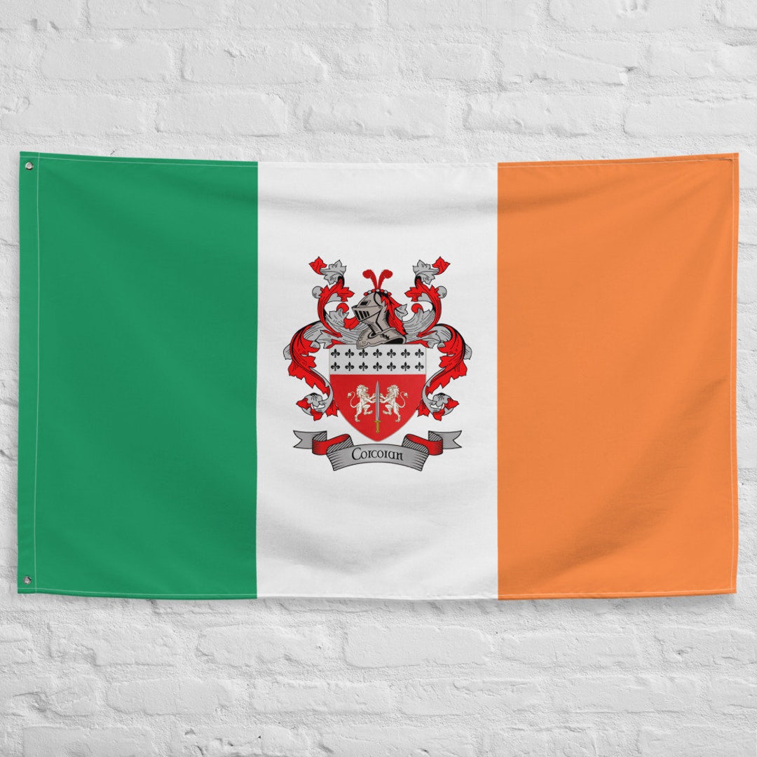 Corcoran Irish Coat of Arms Family Crest Ireland Flag | Irish Gifts for ...