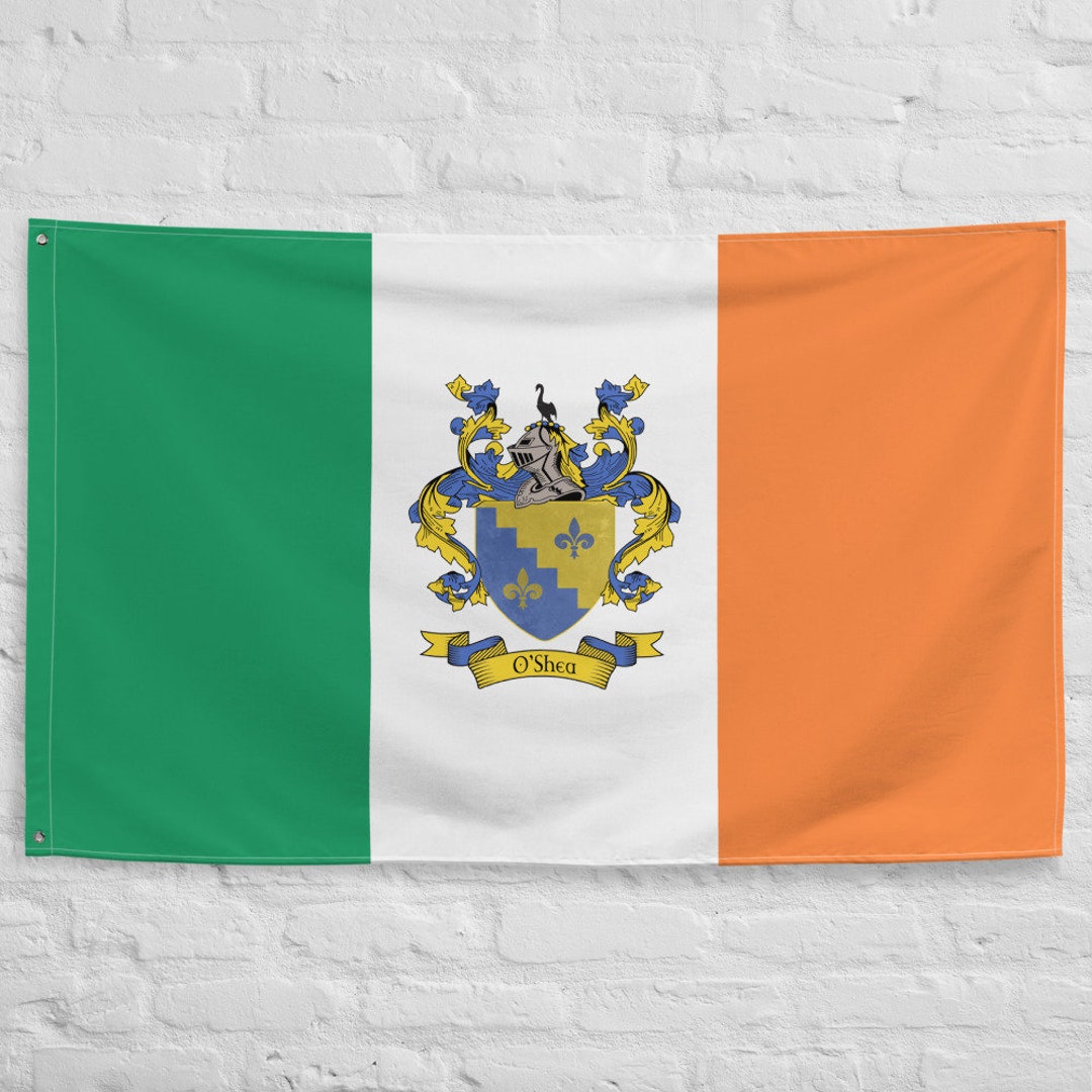 O'shea Irish Coat of Arms Family Crest Ireland Flag | Irish Gifts for ...