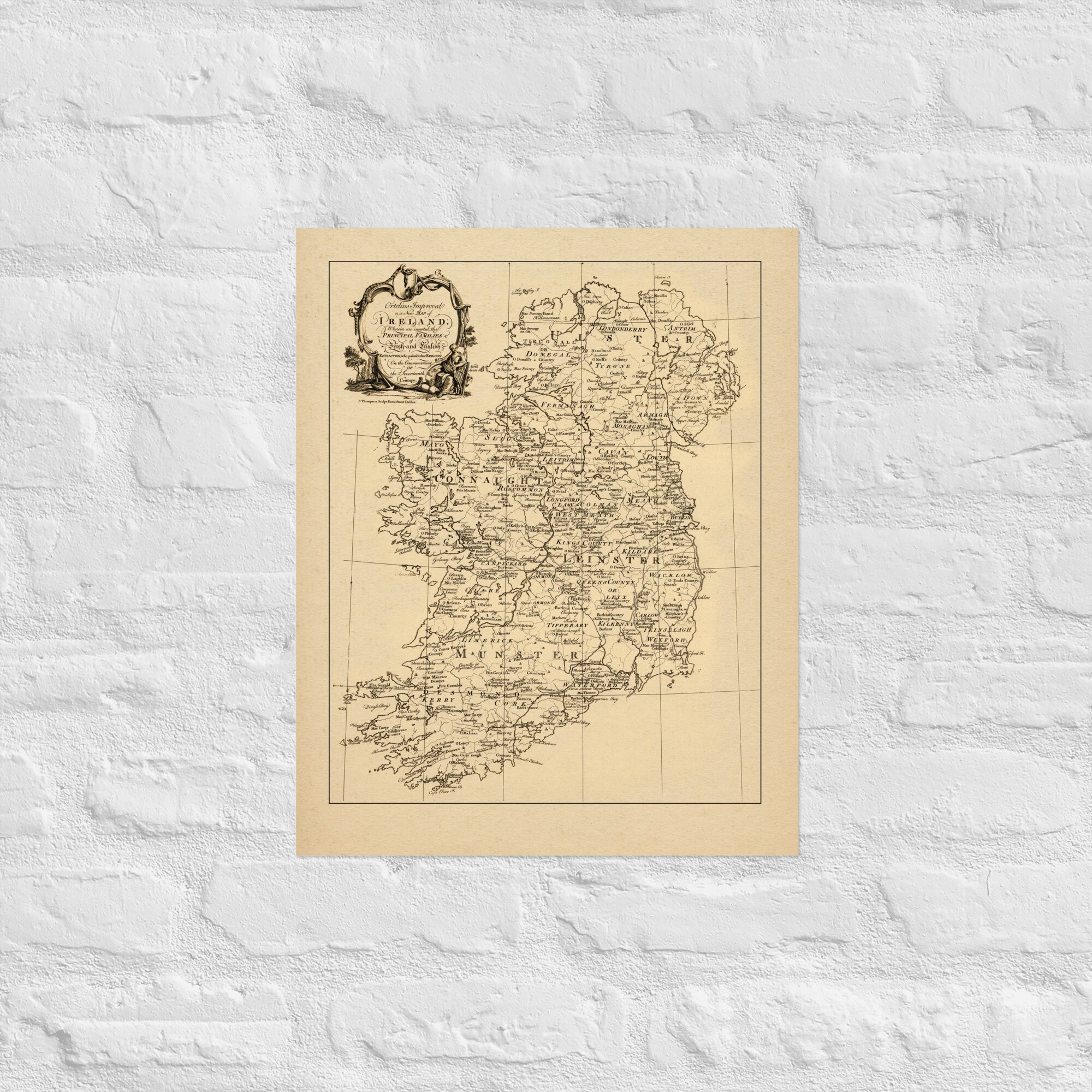 Irish Surname Map 1795 | Vintage Irish Maps | Antique Irish Family ...