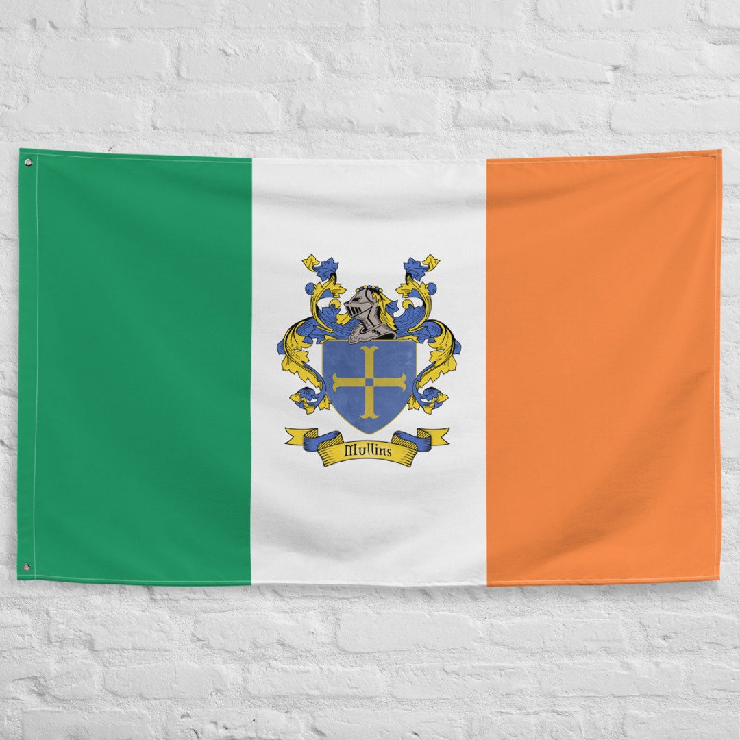 Mullins Irish Coat of Arms Family Crest Ireland Flag | Irish Gifts for ...