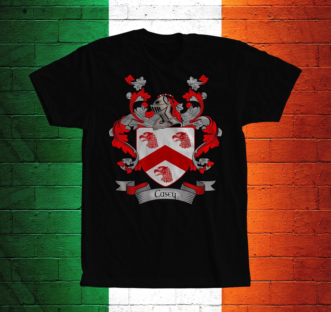 Casey Family Crest T- Shirt, Casey Coat of Arms, Casey Shirt, Casey ...