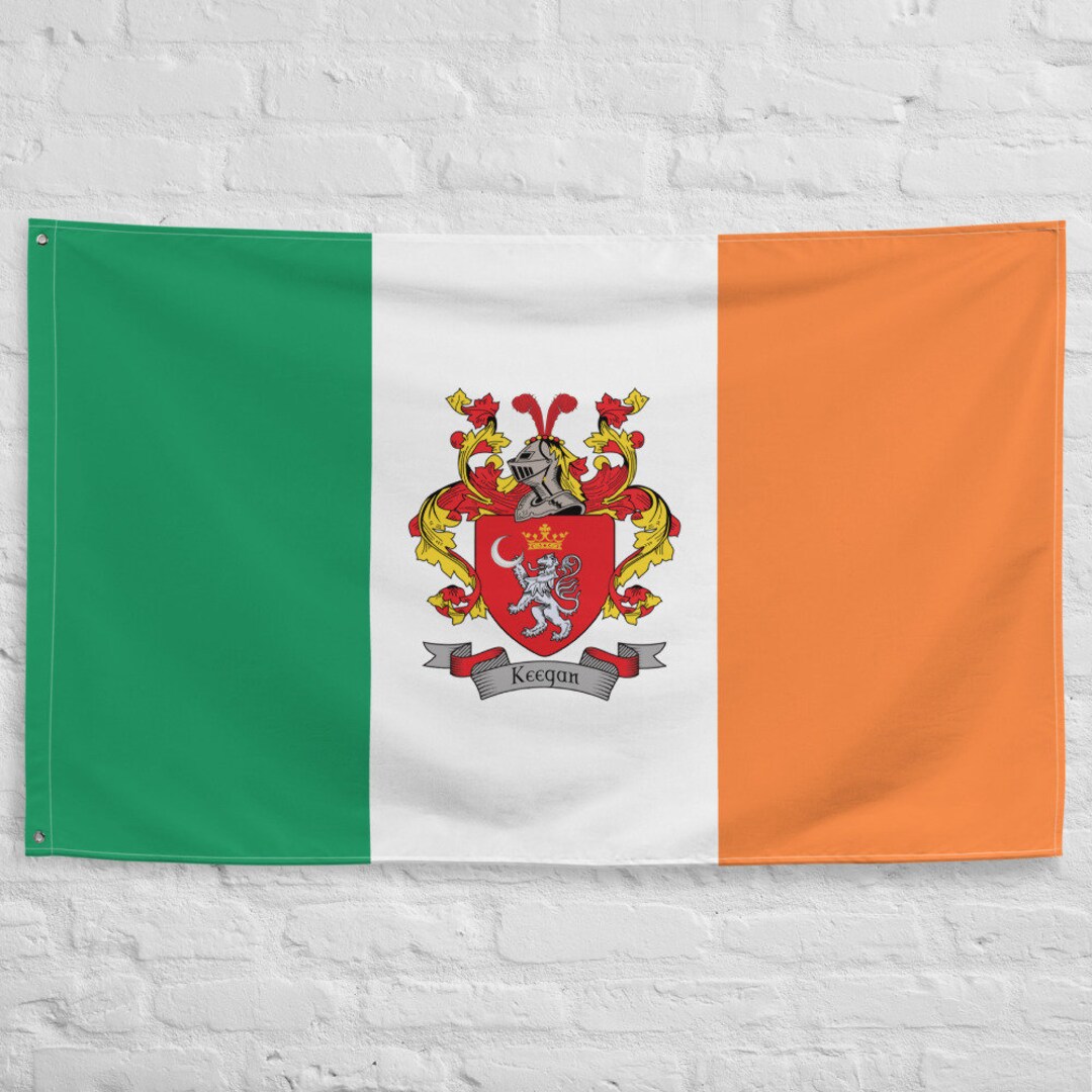 Keegan Irish Coat of Arms Family Crest Ireland Flag | Irish Gifts for ...