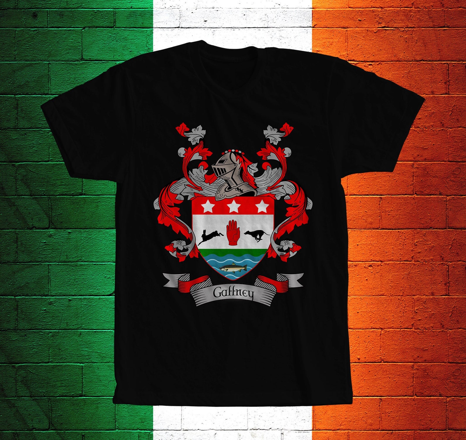 Gaffney Family Crest T- Shirt, Gaffney Coat of Arms, Gaffney Shirt ...