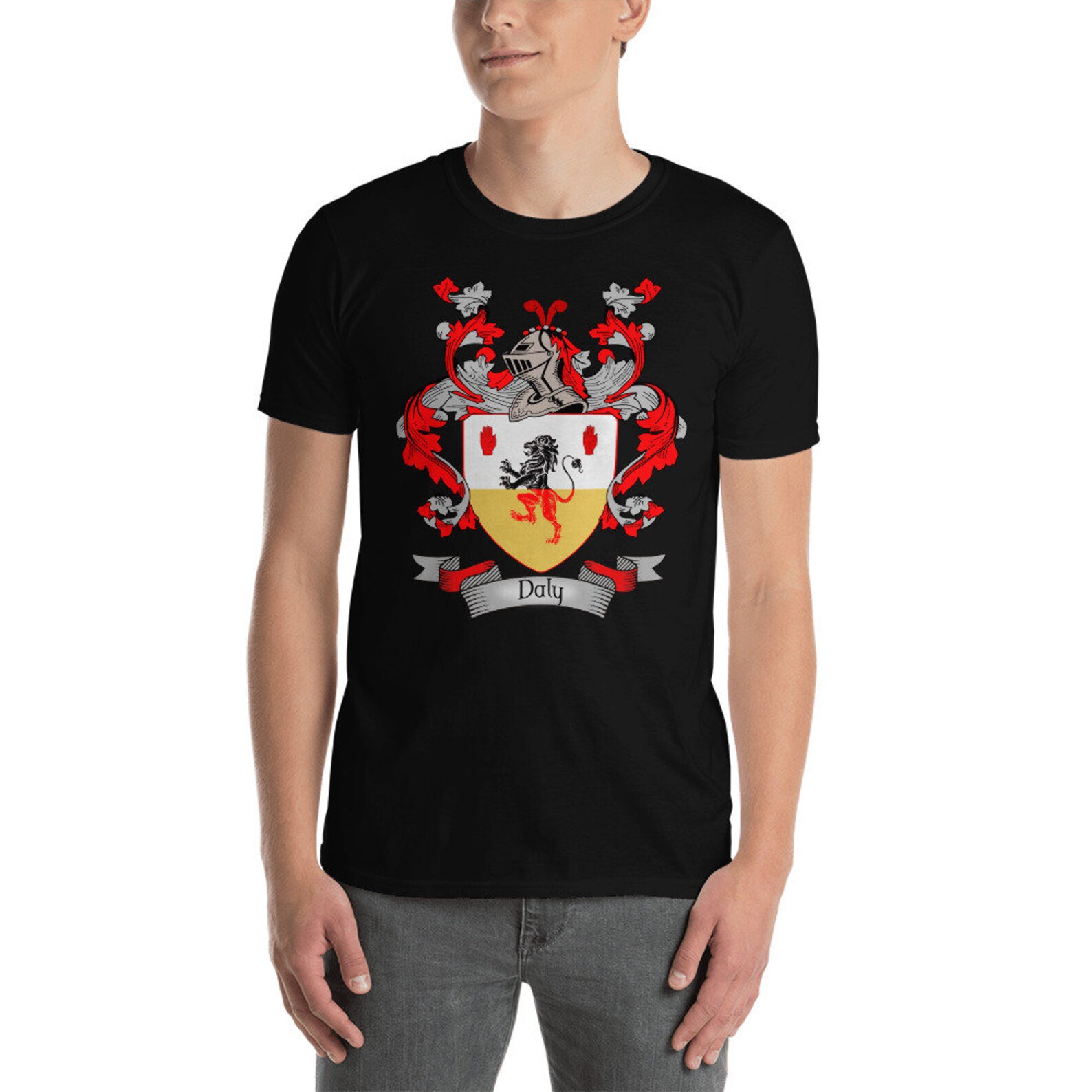 Daly Family Crest T- Shirt, Daly Coat of Arms, Daly Shirt, Daly Family ...