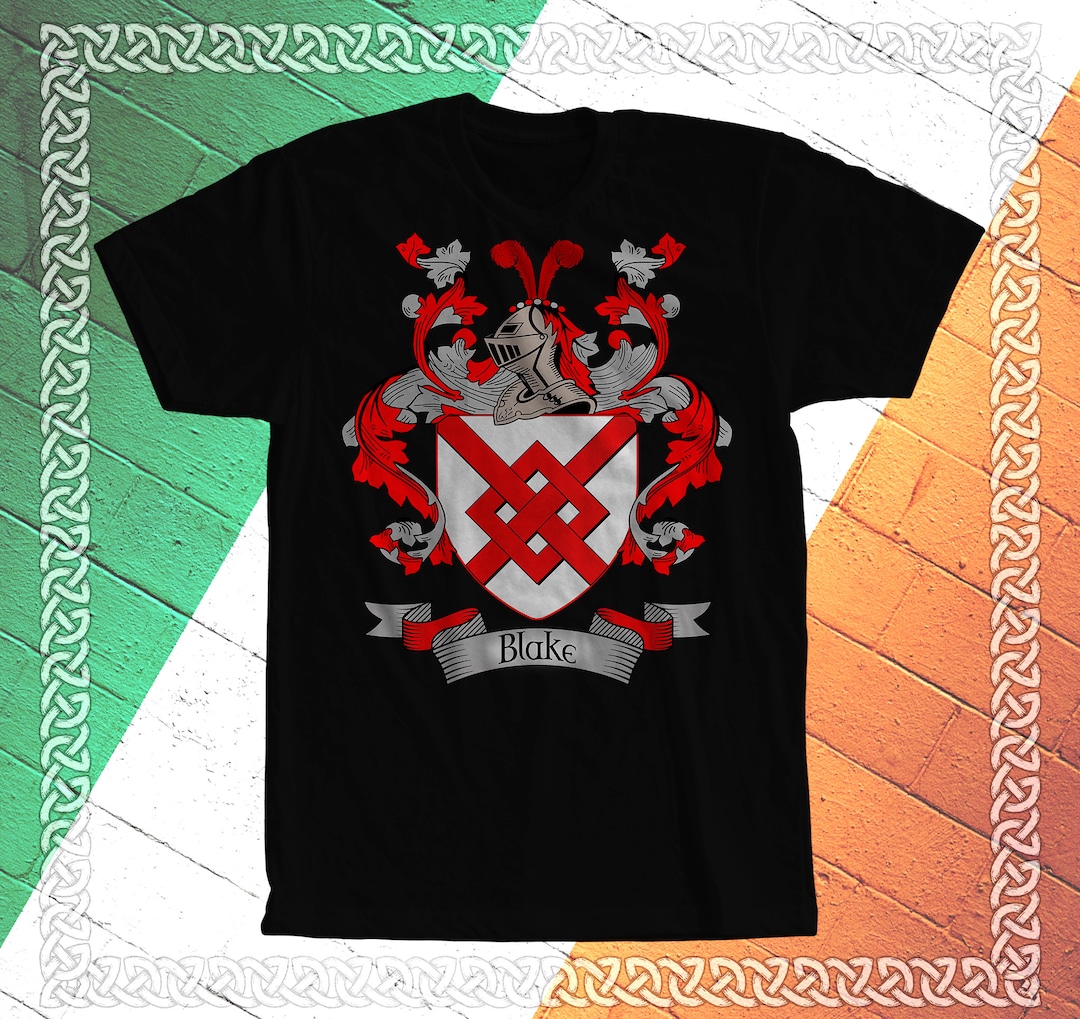 Blake Family Crest T- Shirt, Blake Coat of Arms, Blake Shirt, Blake ...