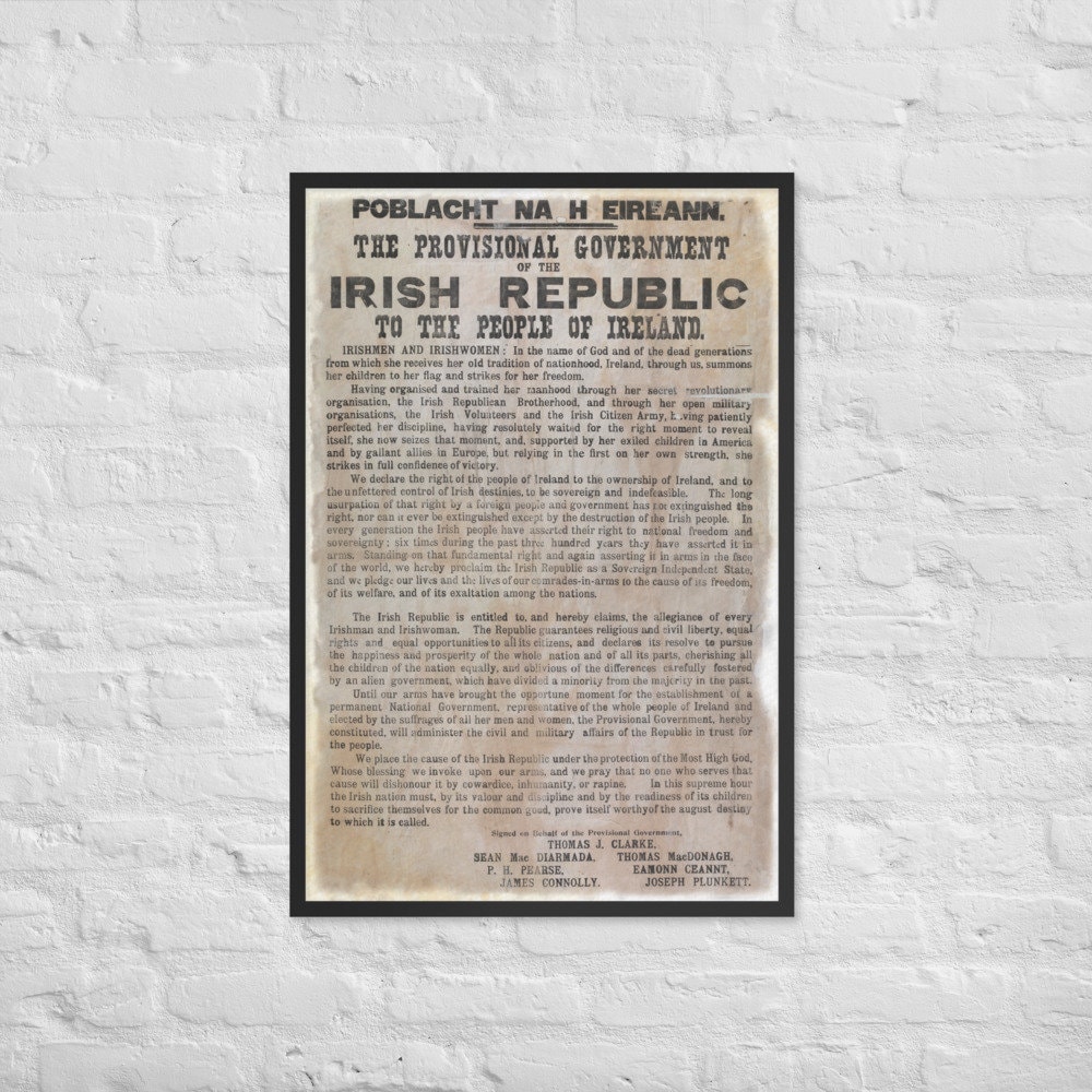 Irish Proclamation Framed Poster - 1916 Easter Rising Republic of ...