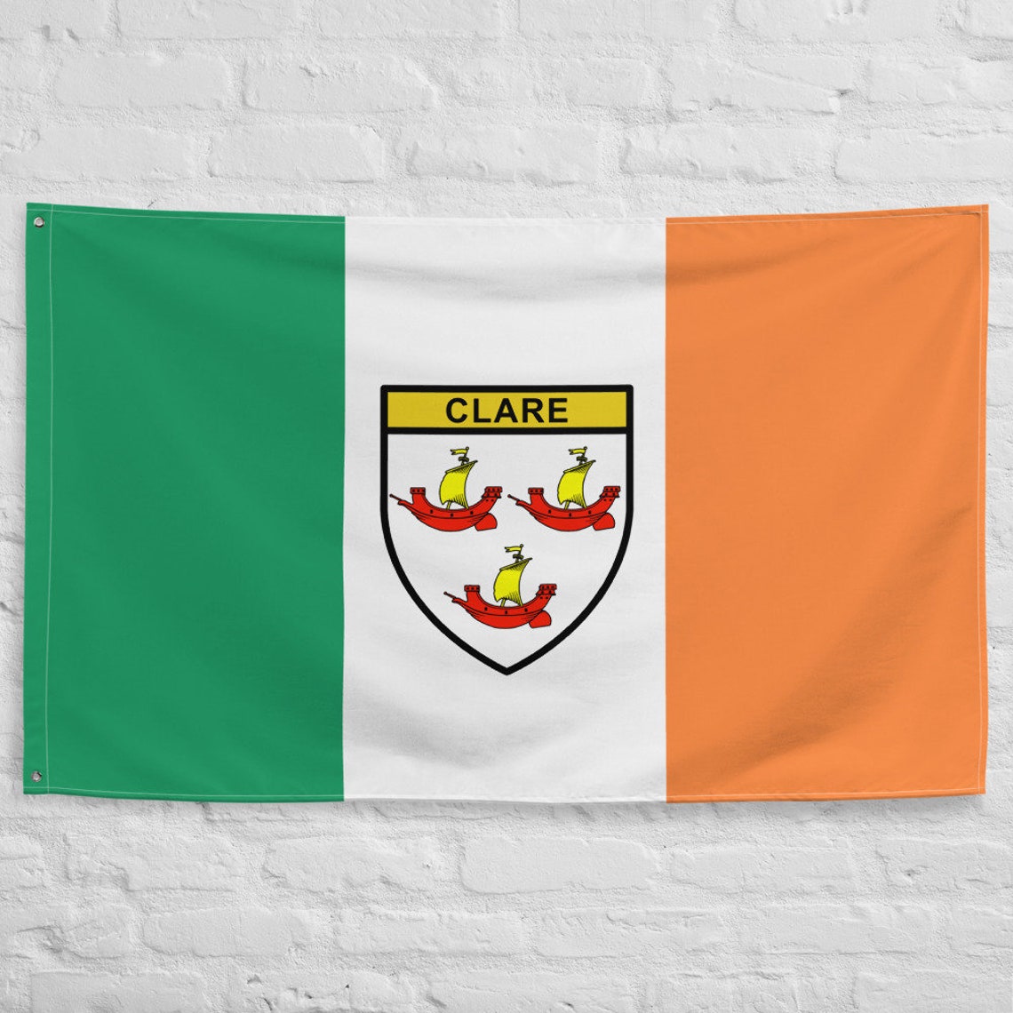 Clare County Coat of Arms Ireland Flag | Clare Crest Flag | Ireland ...