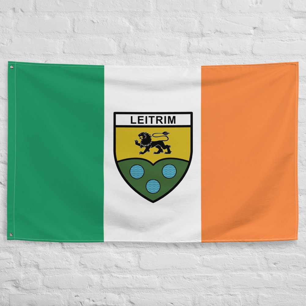 Leitrim County Coat of Arms Ireland Flag | Leitrim Crest Flag | Ireland ...