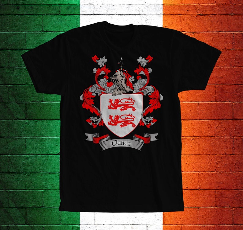 Clancy Family Crest T Shirt, Clancy Coat of Arms, Clancy Shirt, Clancy ...