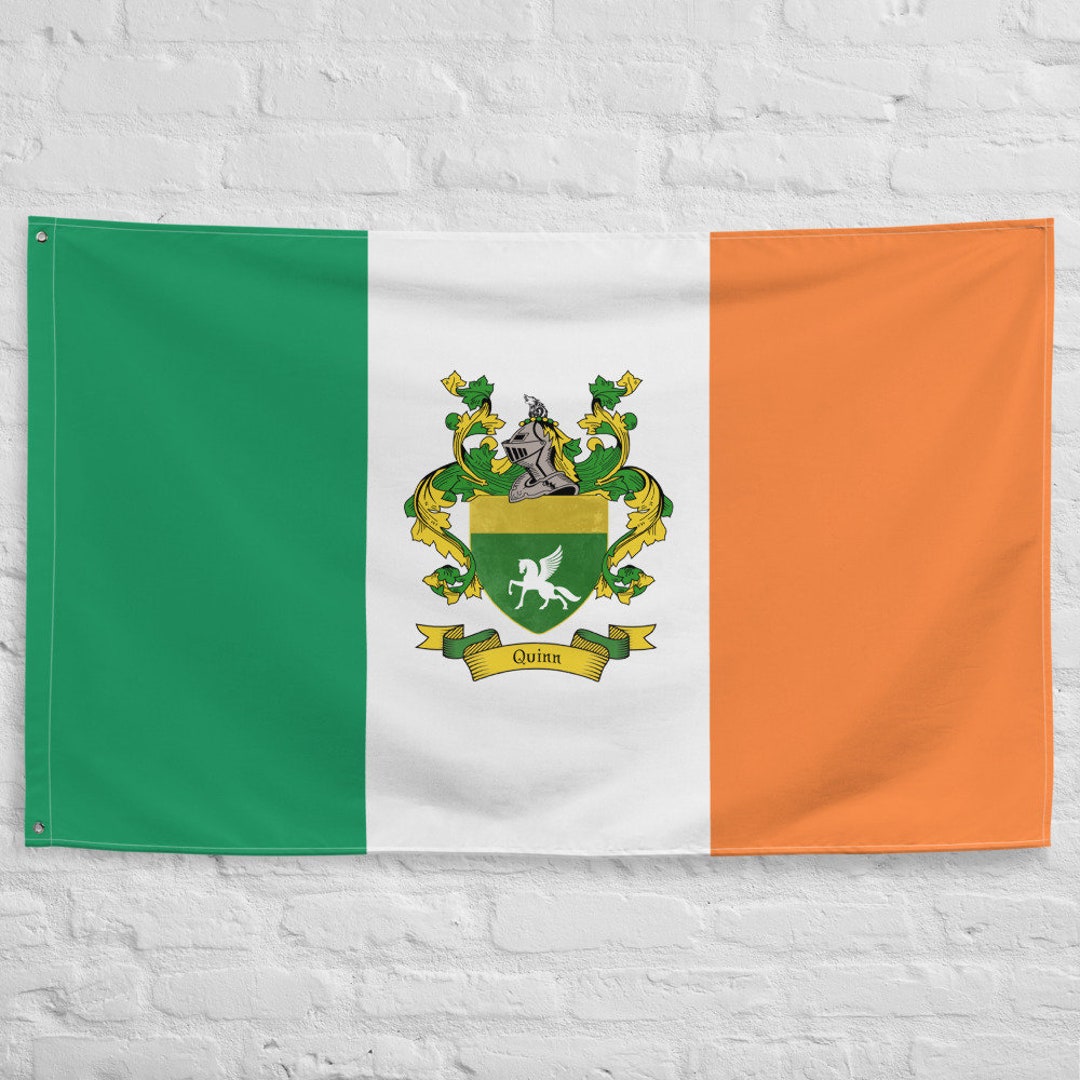 Quinn Irish Coat of Arms Family Crest Ireland Flag | Irish Gifts for ...