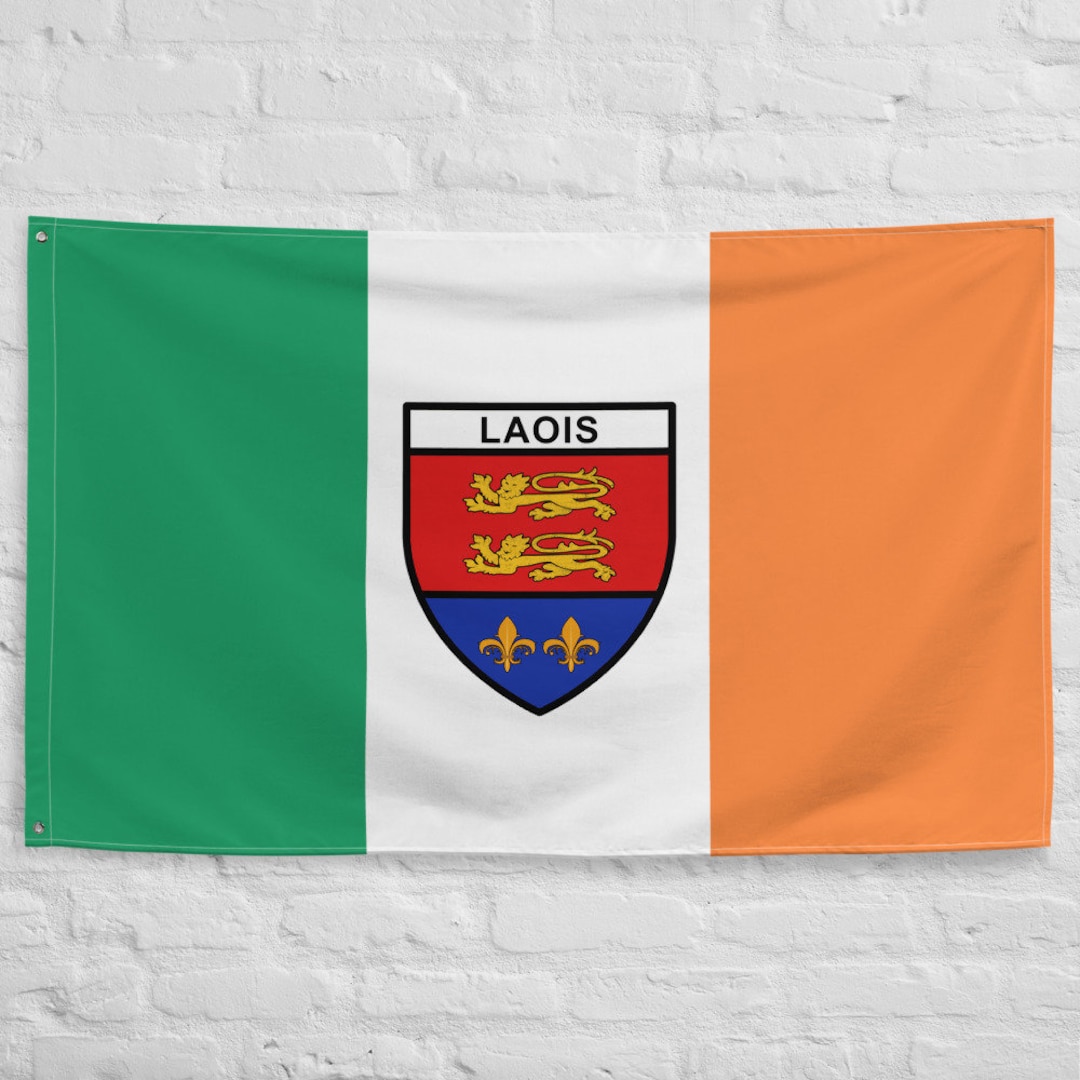 Laois County Coat of Arms Ireland Flag | Laois Crest Flag | Ireland ...