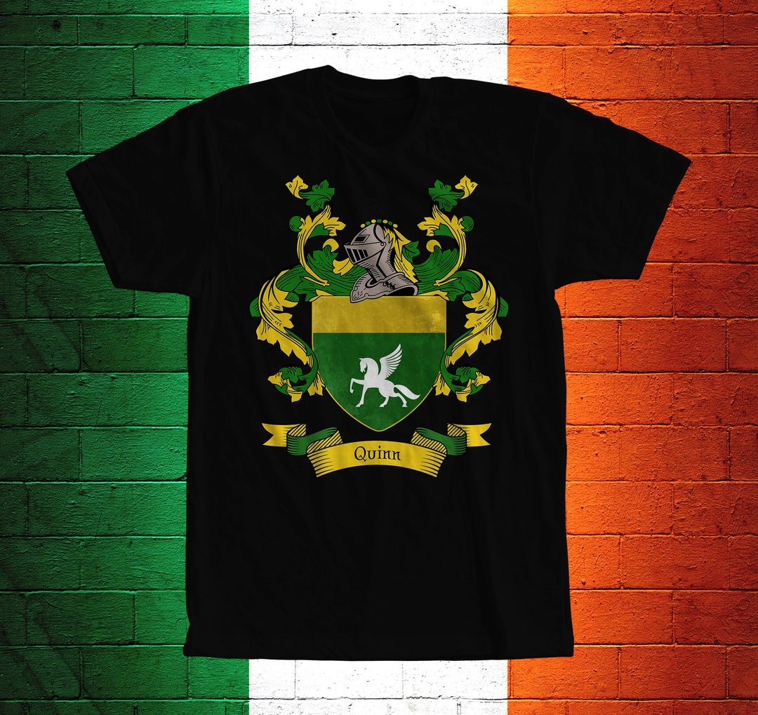 Quinn Family Crest T- Shirt, Quinn Coat of Arms, Quinn Shirt, Quinn ...