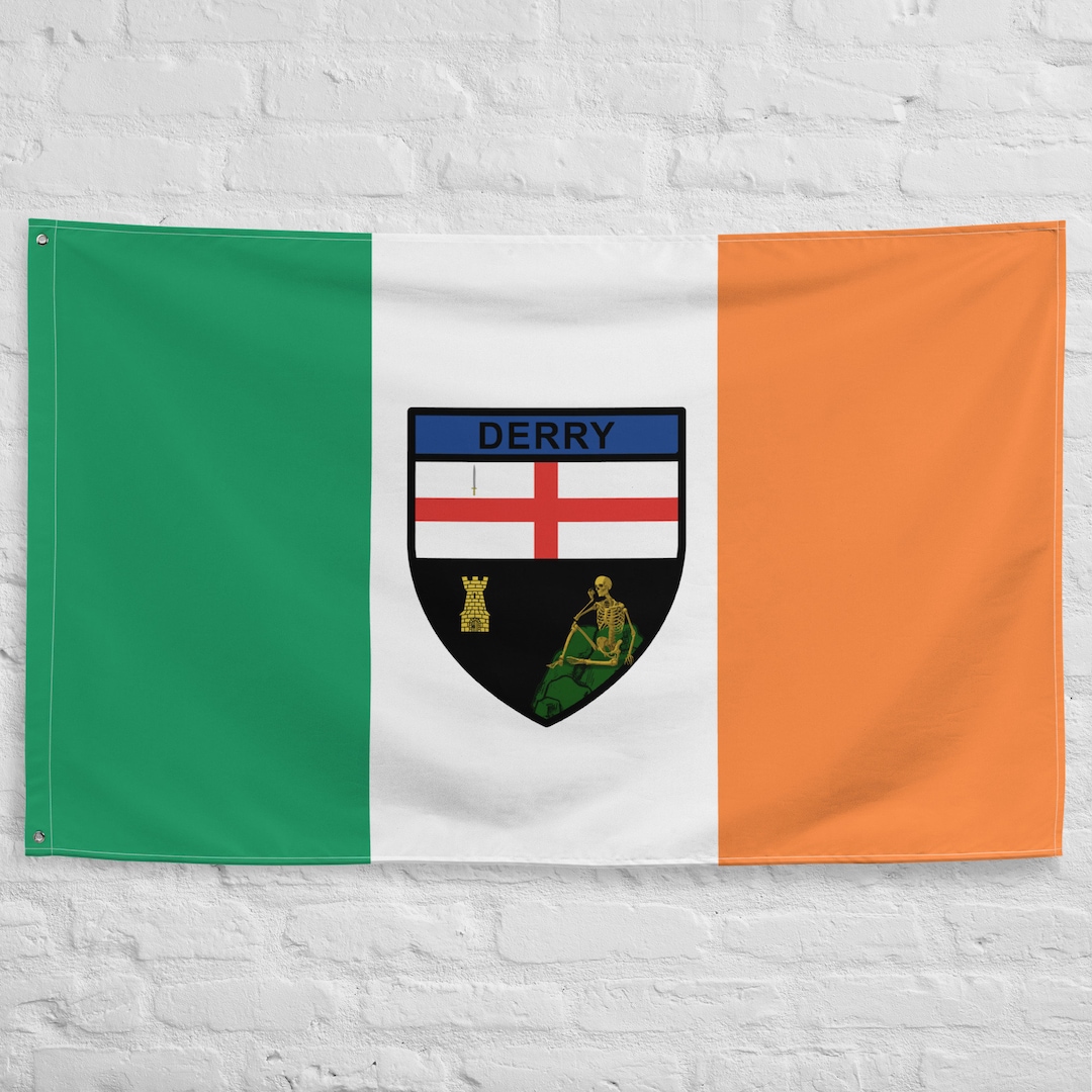 Derry County Coat of Arms Ireland Flag | Derry Crest Flag | Ireland ...