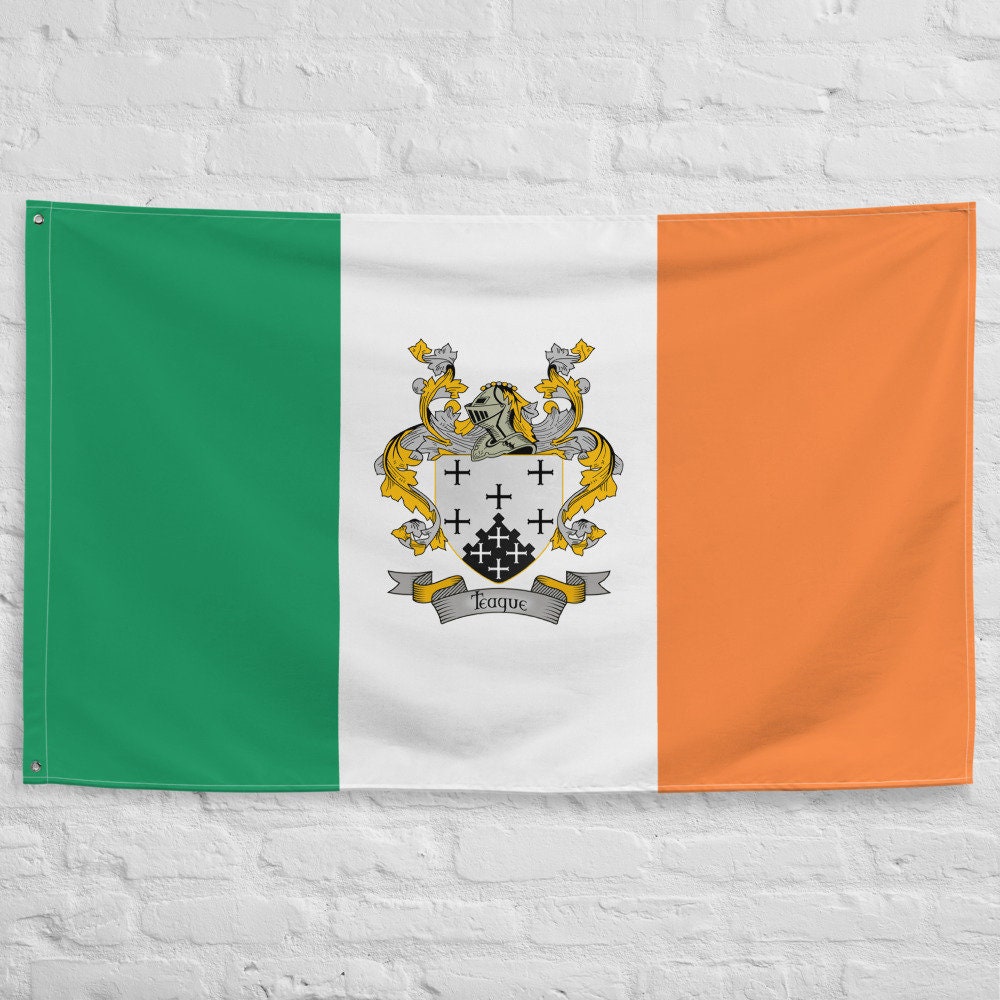Teague Irish Coat of Arms Family Crest Ireland Flag | Irish Gifts for ...