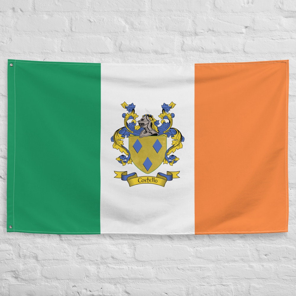 Costello Irish Coat of Arms Family Crest Ireland Flag Irish Gifts for ...