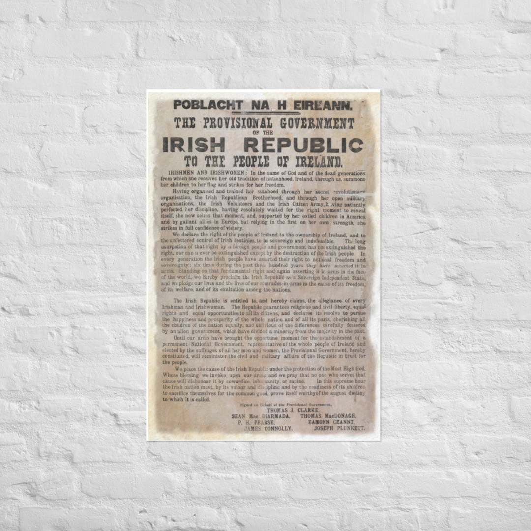 Irish Proclamation Poster - 1916 Easter Rising Republic of Ireland ...