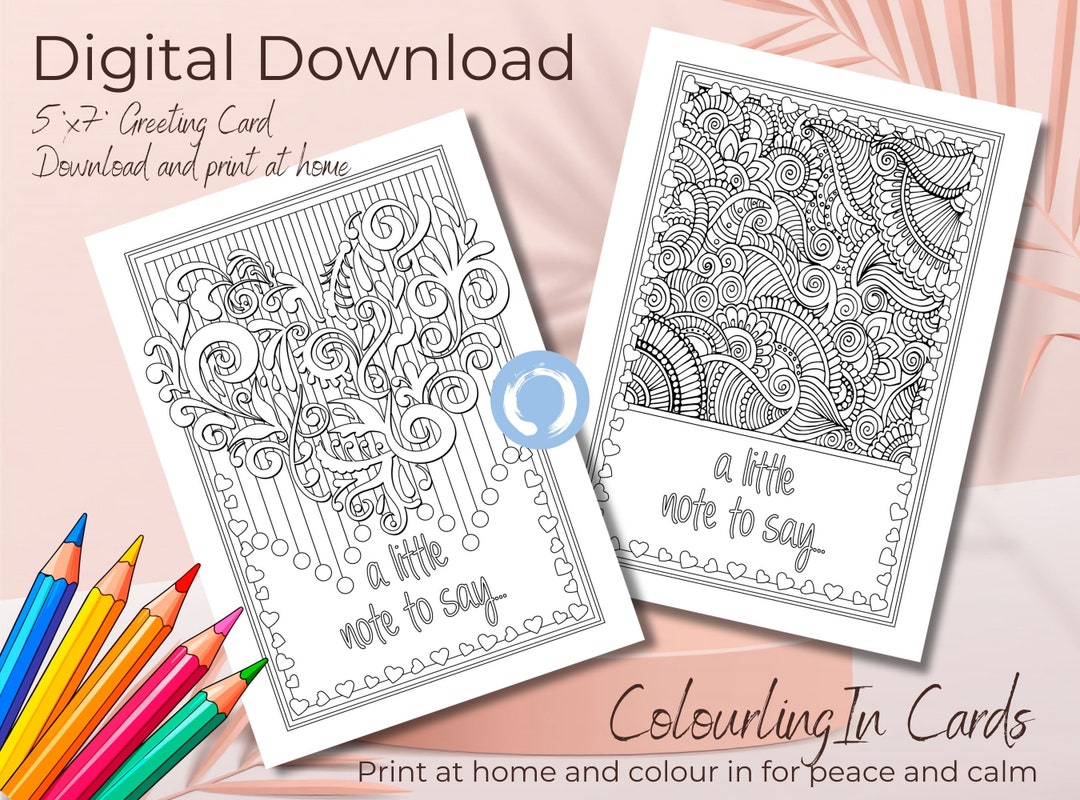 5x7 Digital Colouring in Cards for Mindfulness, Anxiety and Stress ...