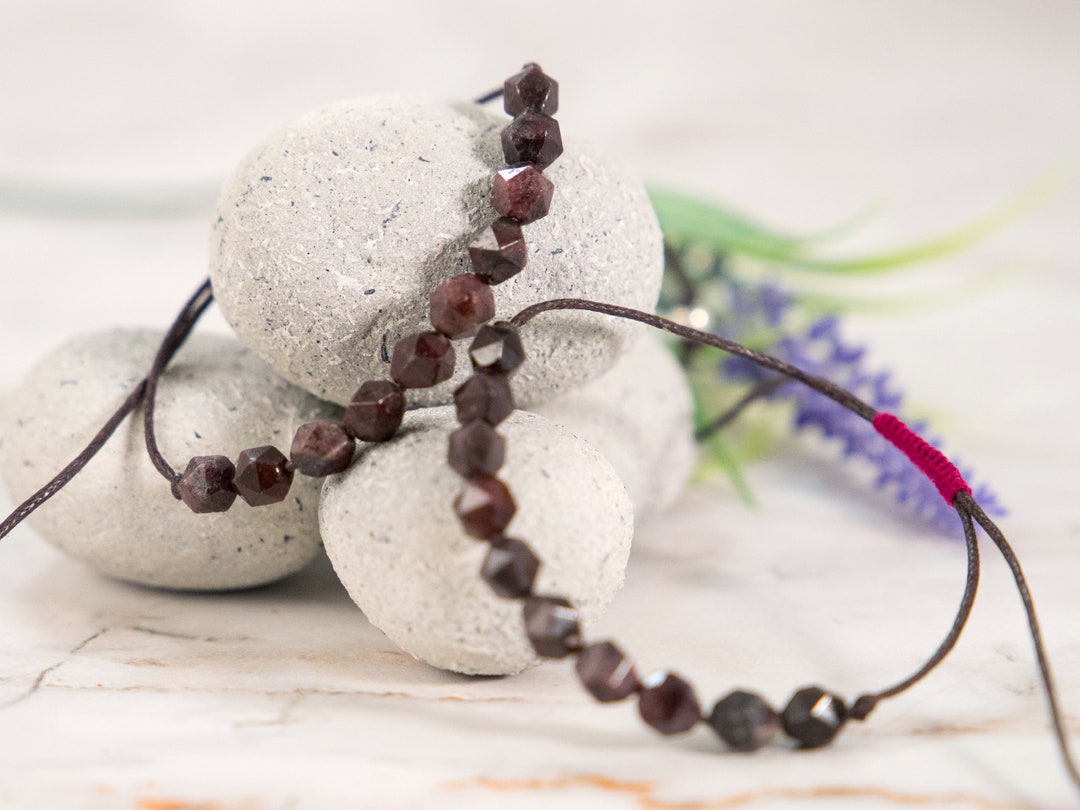 Faceted Garnet Stone Bracelet: Anxiety & Calm Breathing Aid - Etsy